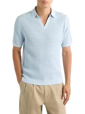REISS Merit Cotton Blend Polo - Soft Blue