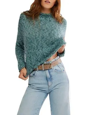 Free People Opal Roll Neck Crop Sweater - Rainforest