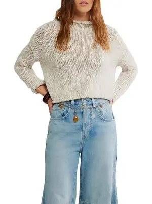 Free People Opal Roll Neck Crop Sweater - Tea