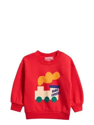 BOBO CHOSES Choo Choo Cotton Sweatshirt - Red