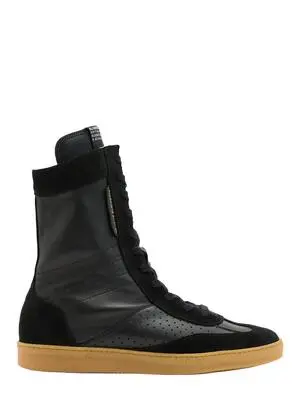ALLSAINTS Louise Leather And Suede High-top Sneakers - Black