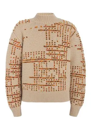 Dries Van Noten Wool-blend Digital Jacquard Sweater - Beige