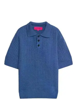 THE ELDER STATESMAN Textured Polo Shirt - Blue