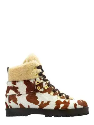 ODISSI Heidi Cow-printed Hiking Boots - Brown
