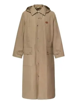 Valentino Garavani Hooded Logo-plaque Coat - Neutrals