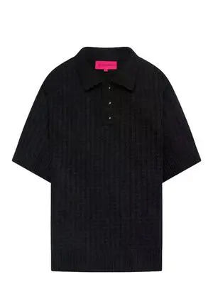 THE ELDER STATESMAN Textured Polo Shirt - Black