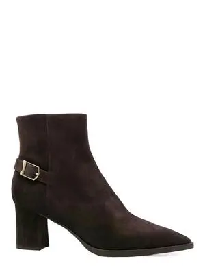 Santoni 60mm Pointed-toe Buckle-detail Ankle Boots - Brown