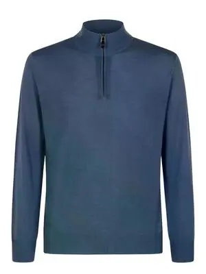 Canali High-neck Half-zip Sweater - Blue