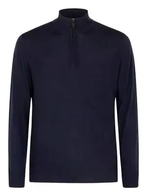 Canali High-neck Zip-up Sweater - Blue