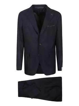 Eleventy Single-breasted Textured Suit - Blue