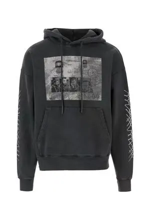 44 LABEL GROUP Print-detail Drawstring Hoodie - Grey