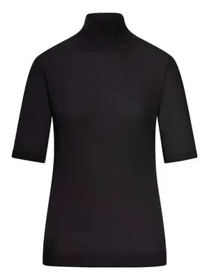 Max Mara Turtleneck Short-sleeve Top - Black