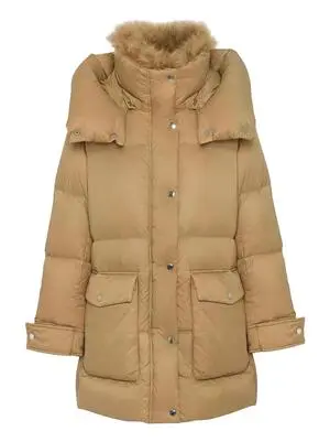 YVES SALOMON Hooded Down Coat - Brown