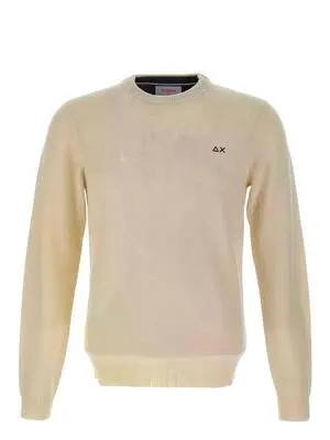 SUN 68 Embroidered Logo Crew-neck Sweater - Neutrals