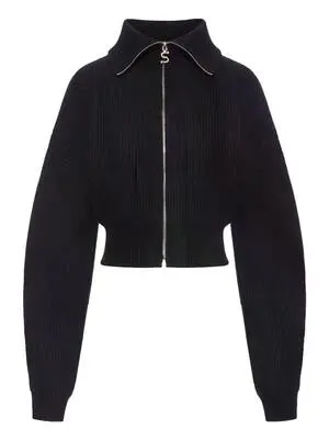 Sportmax Ribbed Zip-up Cardigan - Black