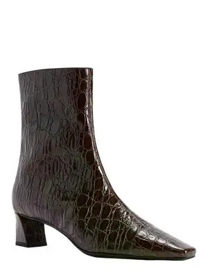 GIUSEPPE ZANOTTI Crocodile-effect Square-toe Boots - Brown