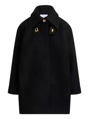 Patou Wool Coat With Gold-tone Hardware - Black