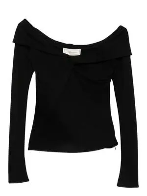 Blumarine Off-shoulder Twist-front Top - Black
