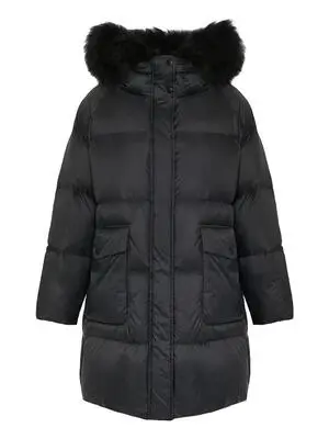YVES SALOMON Lamb Shearling-trimmed Hooded Down Jacket - Black