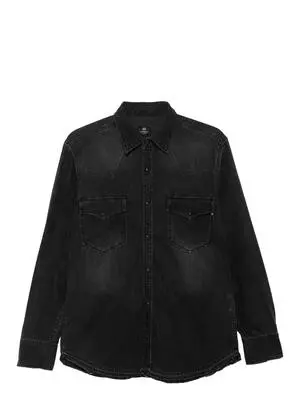 Ag Frayed-hem Denim Shirt - Black