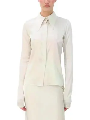 MANURI Tina Point-collar Silk-blend Shirt - White
