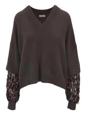 Brunello Cucinelli Sequin-embellished Cashmere Sweater - Brown