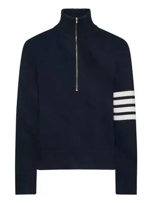 Thom Browne 4-bar Funnel-neck Wool Sweater - Blue