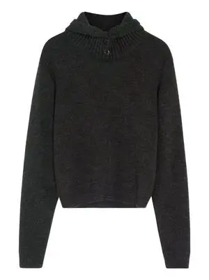 LEMAIRE Buttoned Hooded Sweater - Black