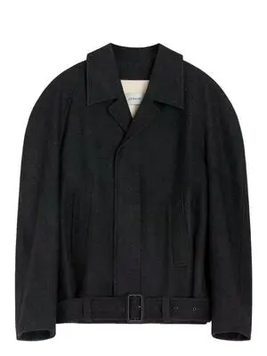 LEMAIRE Raglan-sleeve Belted Jacket - Black