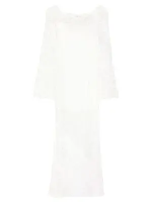 MANURI Lace-Embellished Long-Sleeve Midi Dress
