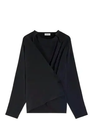 LEMAIRE Pleated Raglan-sleeve Shirt - Black