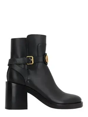 Valentino Garavani 70mm Buckle-strap Logo Boots - Black