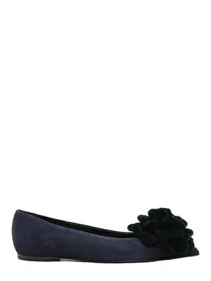 Agl Flower-embellished Suede Flat Pumps - Blue
