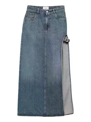 Coperni Garder Belt-detail Side-slit Denim Skirt - Blue