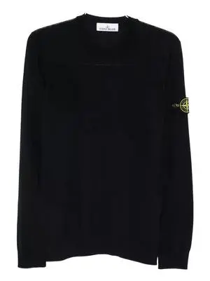 Stone Island Crew-Neck Sweater With Logo Patch V0020 Blu