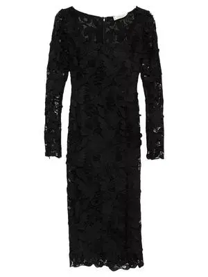 Blumarine Floral Lace Long-sleeve Midi Dress - Black