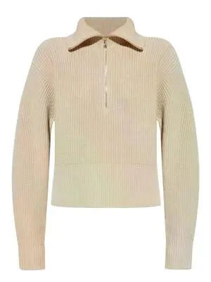 Max Mara Ribbed Zip-neck Sweater - Neutrals