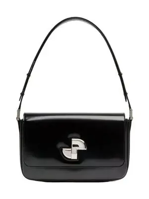 Patou Le Classic Lock Leather Shoulder Bag - Black