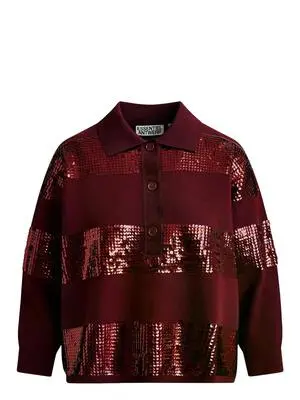 Essentiel Antwerp Illuminati Sequin-striped Polo Shirt - Red