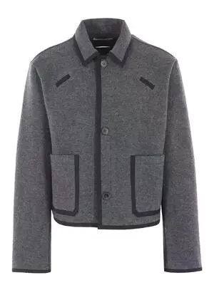 DIOMENE Boiled Wool Contrast-piping Jacket - Grey