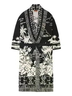 Alanui Palm-tree Fringe Knit Coat - Black