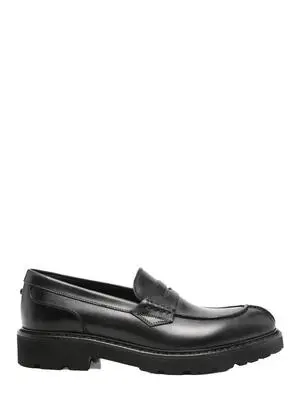 Canali Penny Leather Loafers - Black