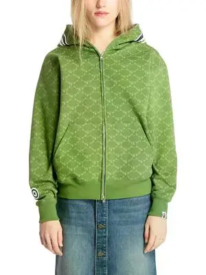 A BATHING APE College Monogram Shark Full Zip Hoodie - Green