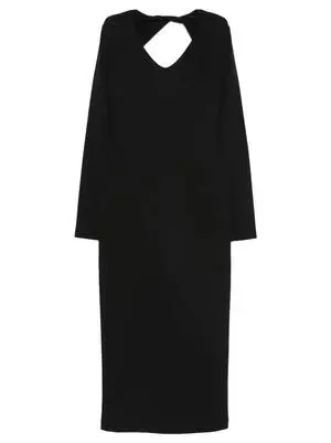 Emporio Armani Knot-back Long-sleeved Day Dress - Black