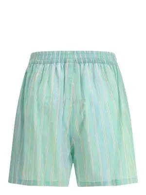 Balenciaga Striped Elastic-waist Shorts - Green