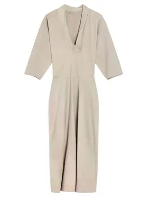 LEMAIRE Draped V-neck Midi Dress - Neutrals