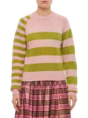 MOLLY GODDARD Striped Raglan-sleeve Sweater - Pink