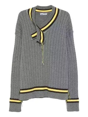 SONIA CARRASCO Cable-knit Striped Sweater - Grey