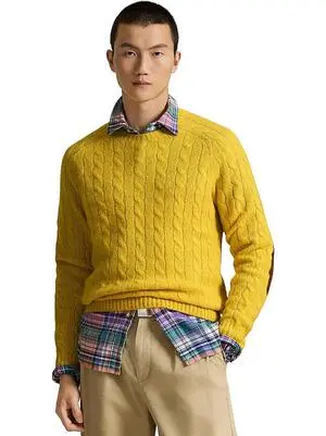 Polo Ralph Lauren Cable-knit Sweater With Suede Patch - Yellow
