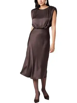 TOCCIN Floral Blouson Midi Dress - Espresso